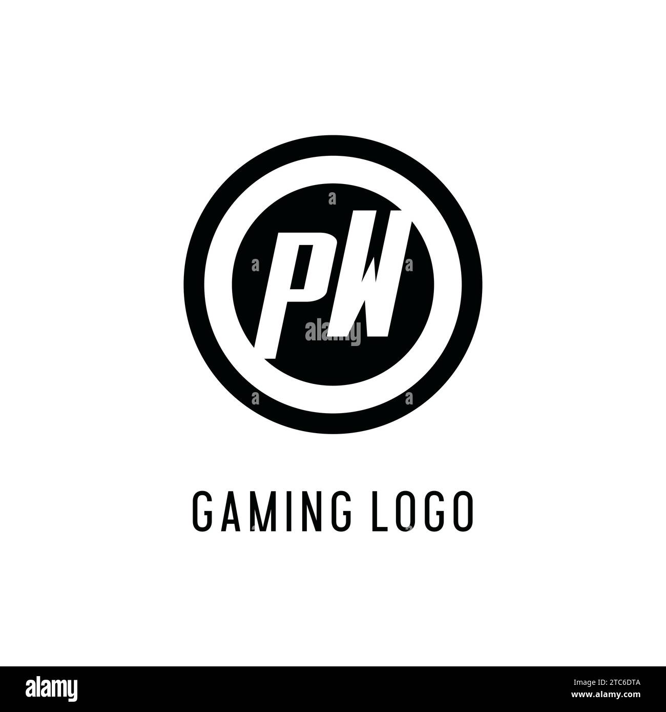 Initial PW logo concentric circle line, clean and simple monogram logo ...