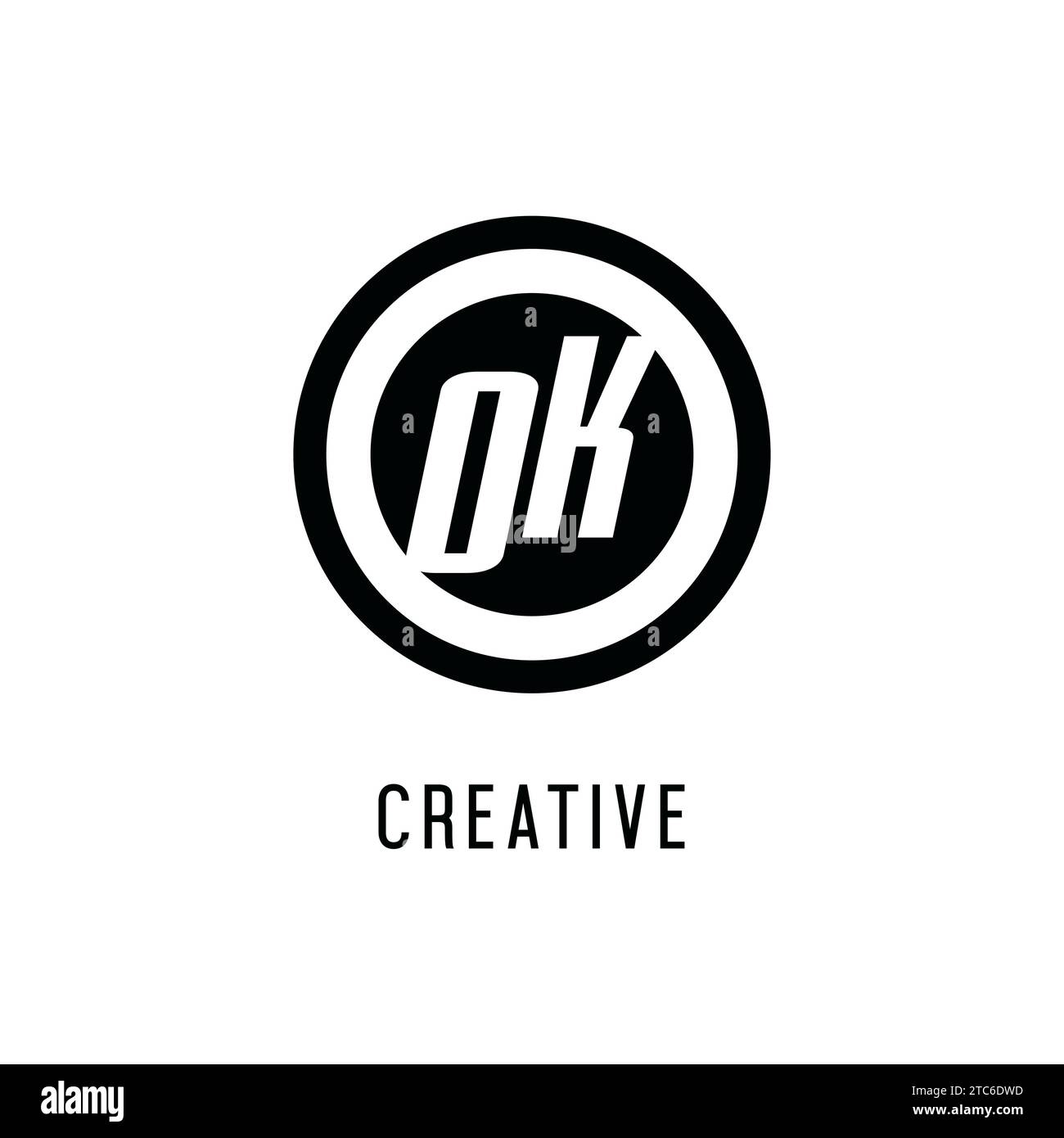 Initial OK logo concentric circle line, clean and simple monogram logo ...