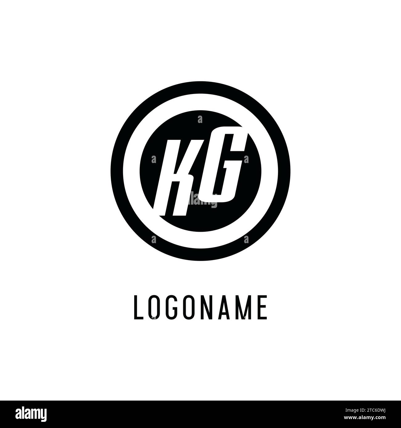 Initial KG logo concentric circle line, clean and simple monogram logo ...