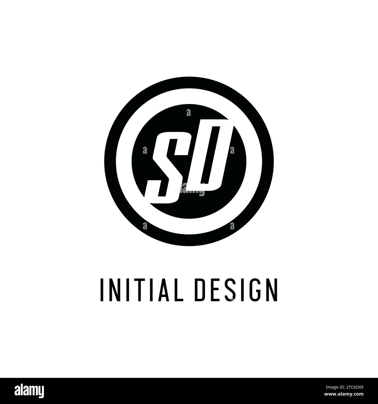 Initial SD logo concentric circle line, clean and simple monogram logo ...