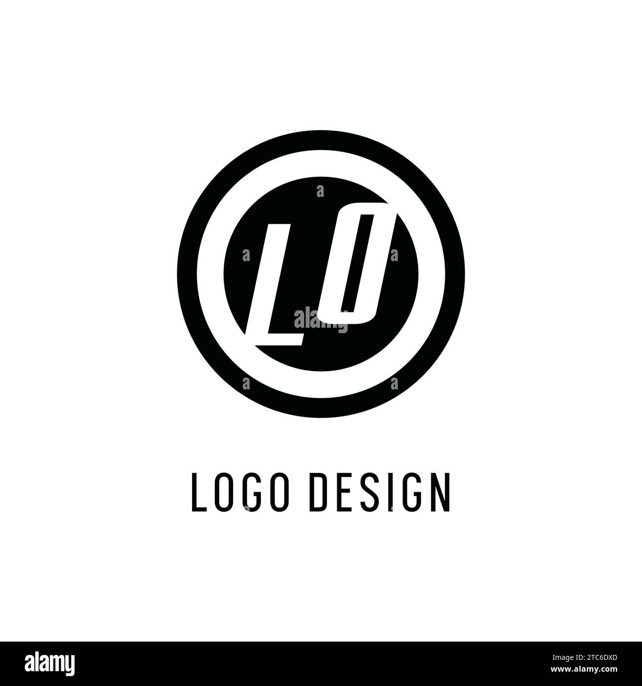 Initial LO logo concentric circle line, clean and simple monogram logo style vector graphic ...