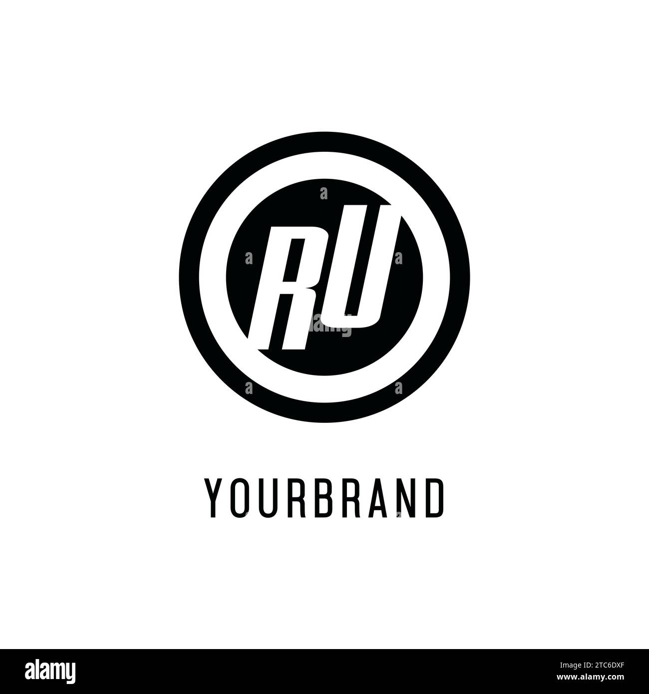 Initial RU logo concentric circle line, clean and simple monogram logo ...
