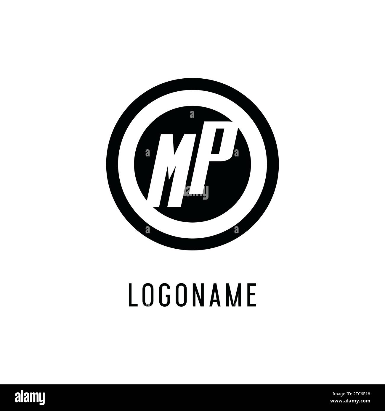 Initial MP logo concentric circle line, clean and simple monogram logo style vector graphic ...