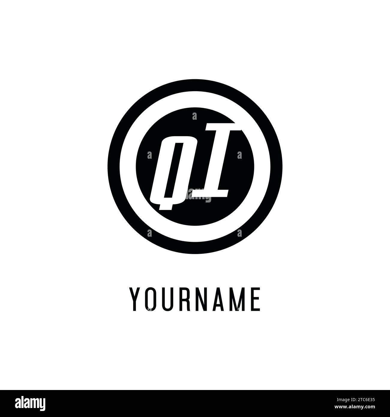 Initial QI logo concentric circle line, clean and simple monogram logo ...