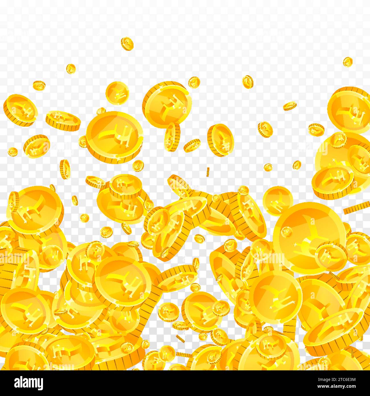 Indian rupee coins falling. Scattered gold INR coins. India money ...