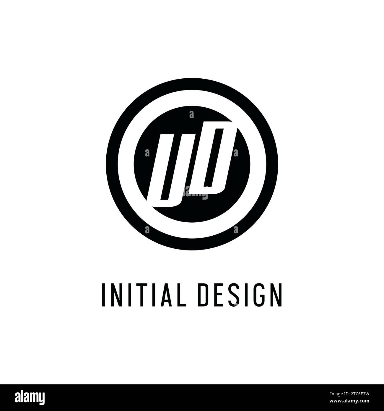 Initial UD logo concentric circle line, clean and simple monogram logo style vector graphic ...