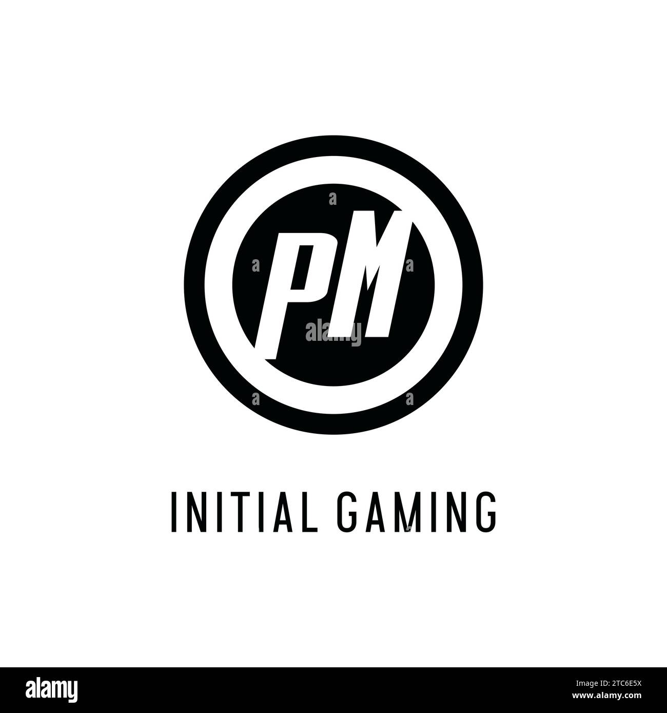 Initial PM logo concentric circle line, clean and simple monogram logo ...