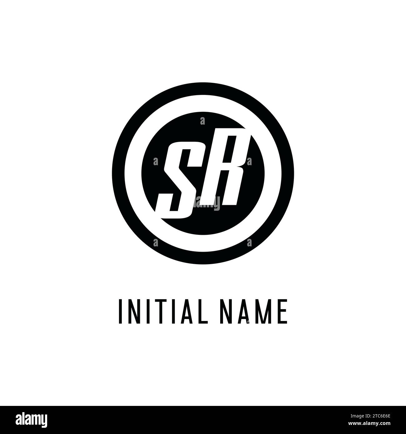 Initial SR logo concentric circle line, clean and simple monogram logo style vector graphic ...