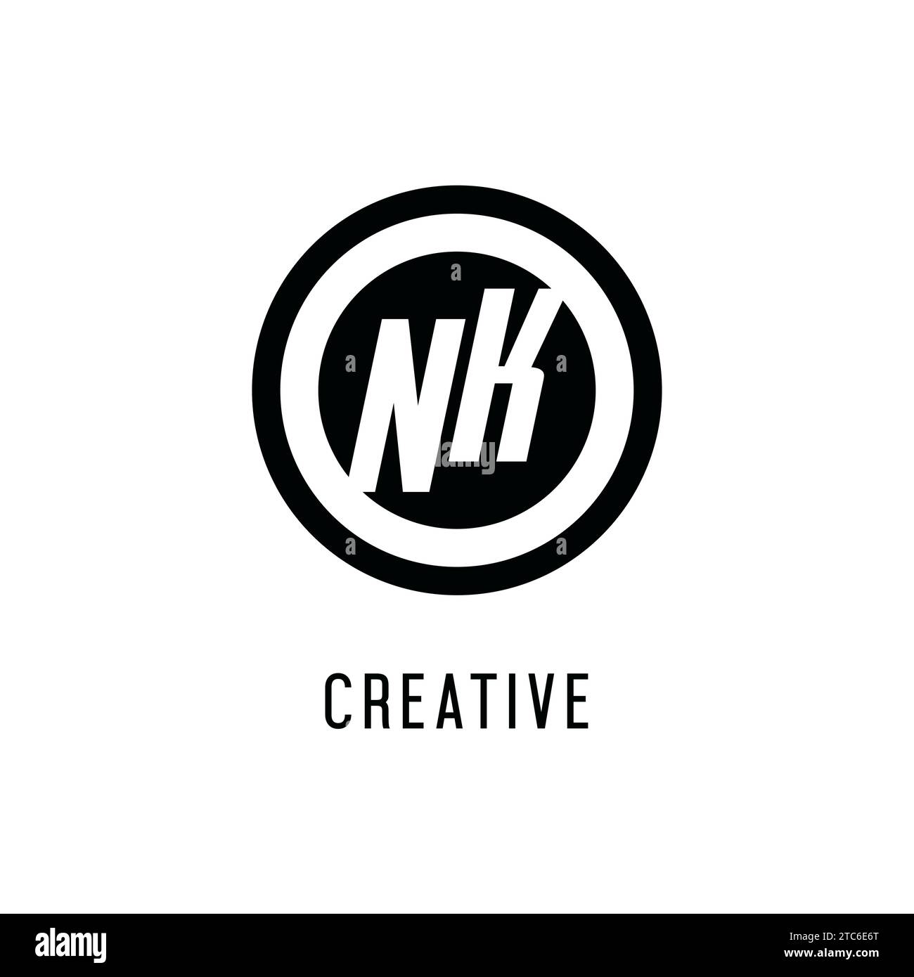 Initial NK logo concentric circle line, clean and simple monogram logo ...