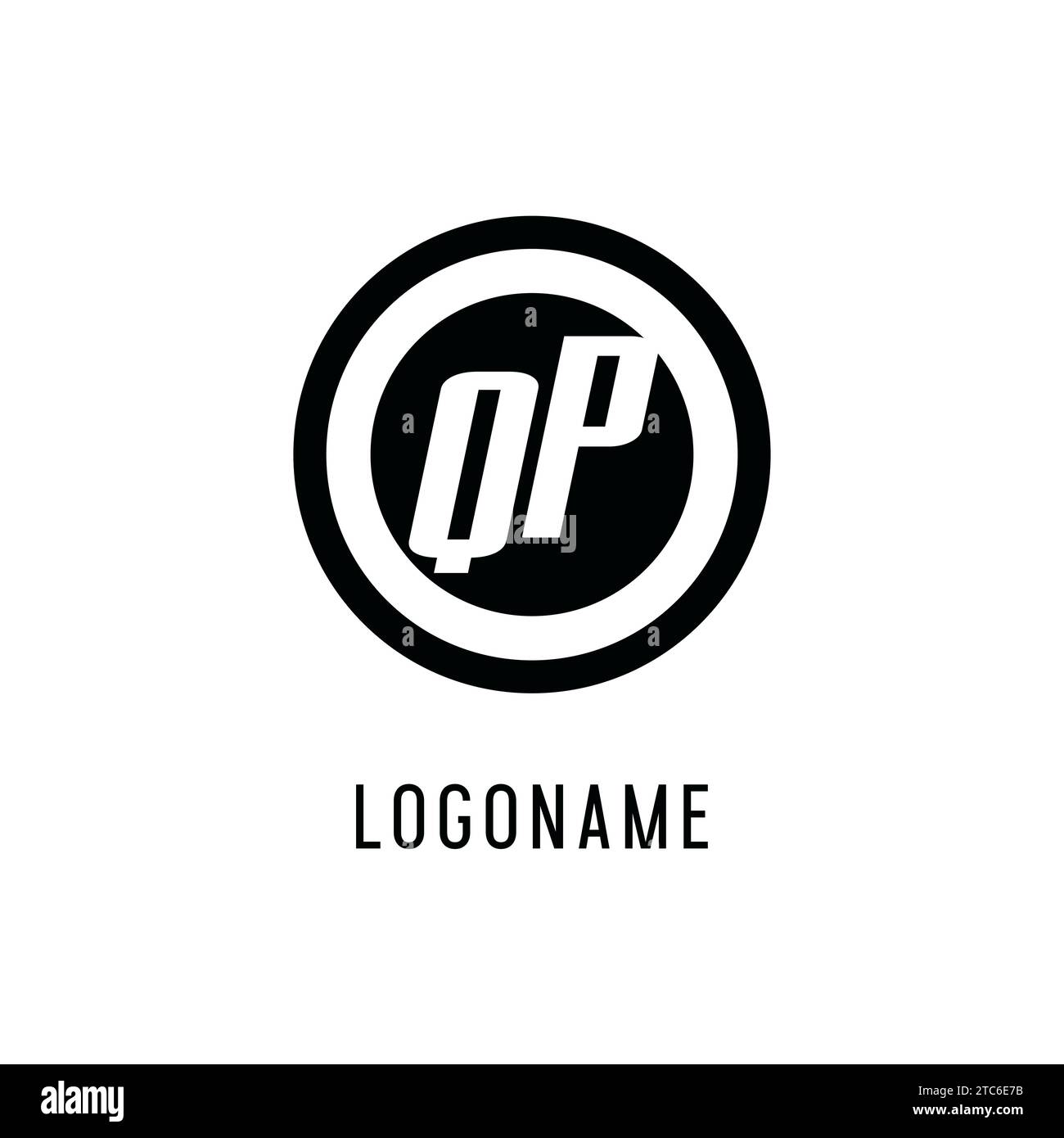 Initial Qp Logo Concentric Circle Line Clean And Simple Monogram Logo