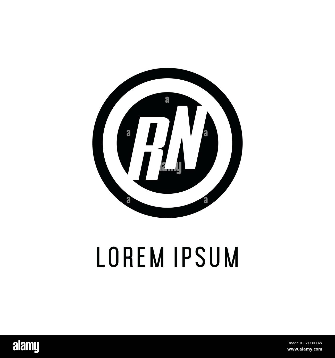 Initial RN logo concentric circle line, clean and simple monogram logo ...