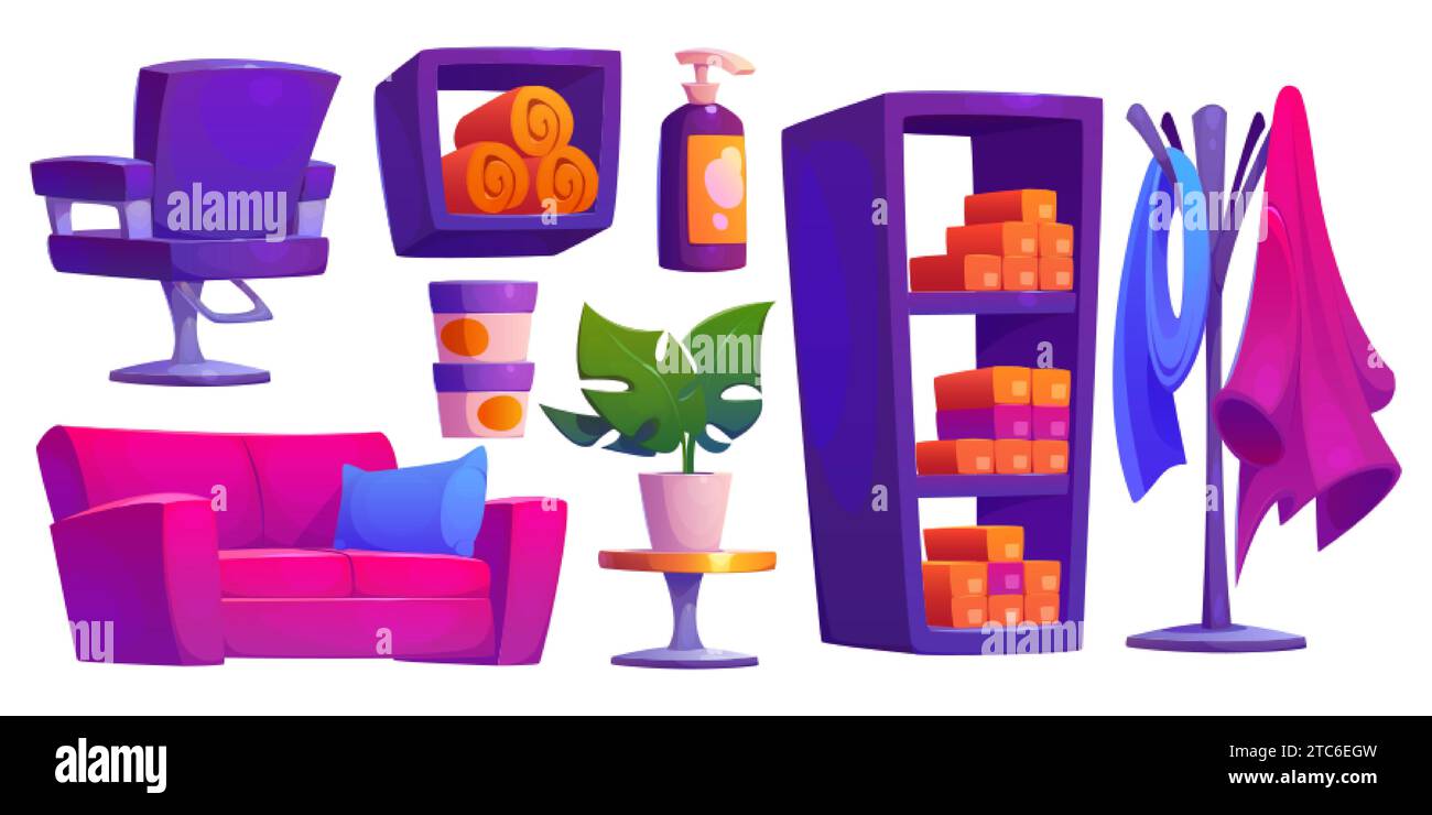 Beauty salon design elements set isolated on white background. Vector ...