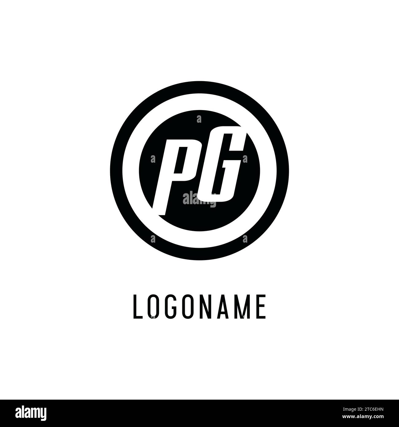 Initial PG logo concentric circle line, clean and simple monogram logo style vector graphic ...