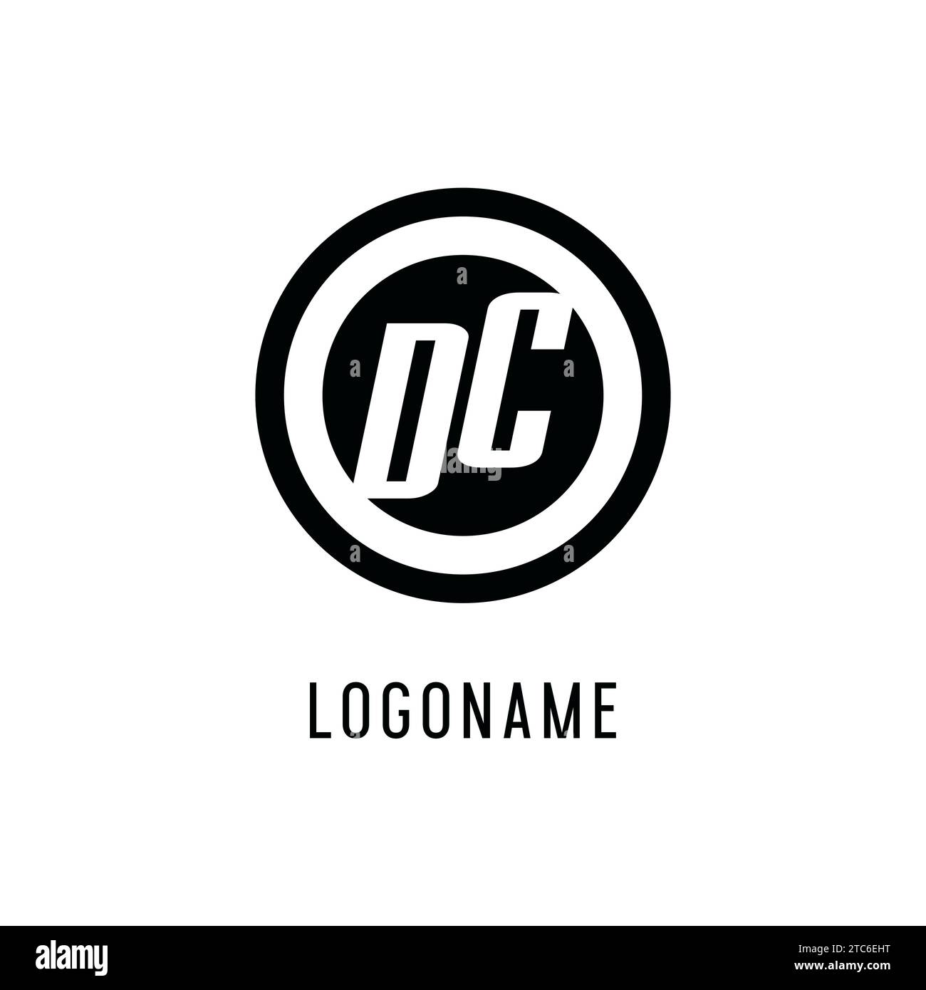 Initial DC logo concentric circle line, clean and simple monogram logo ...