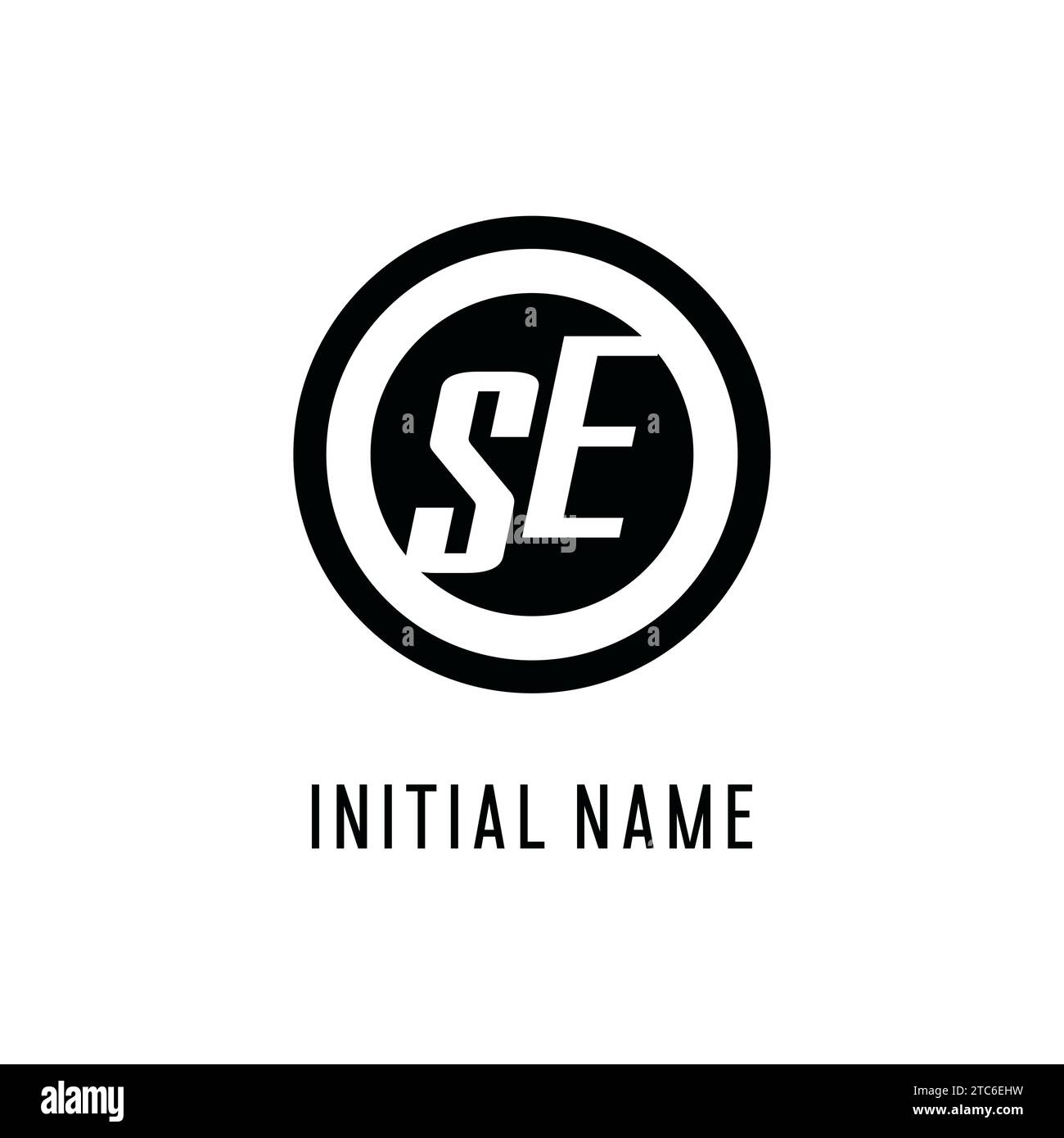 Initial SE logo concentric circle line, clean and simple monogram logo ...