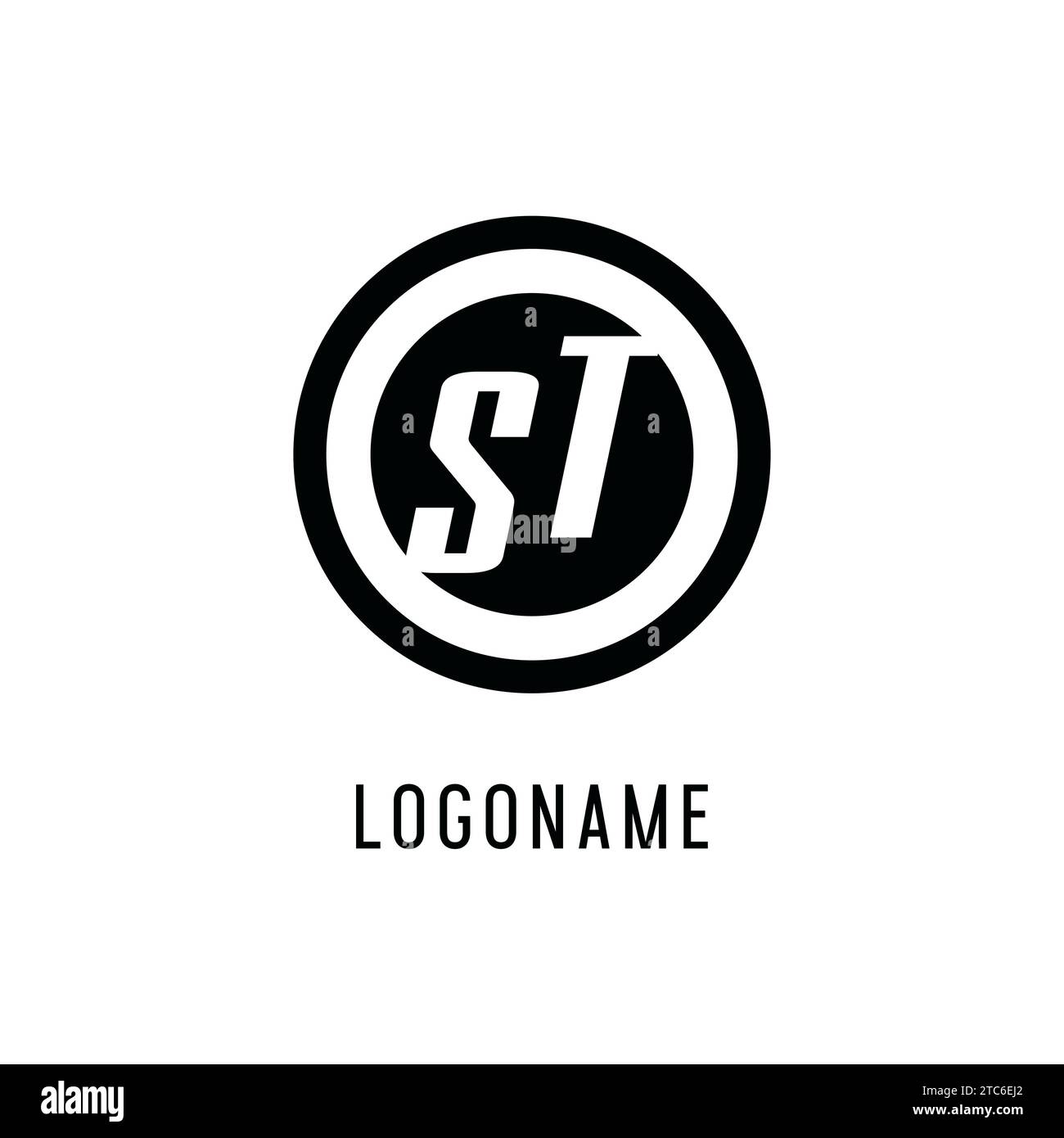 Initial ST logo concentric circle line, clean and simple monogram logo ...