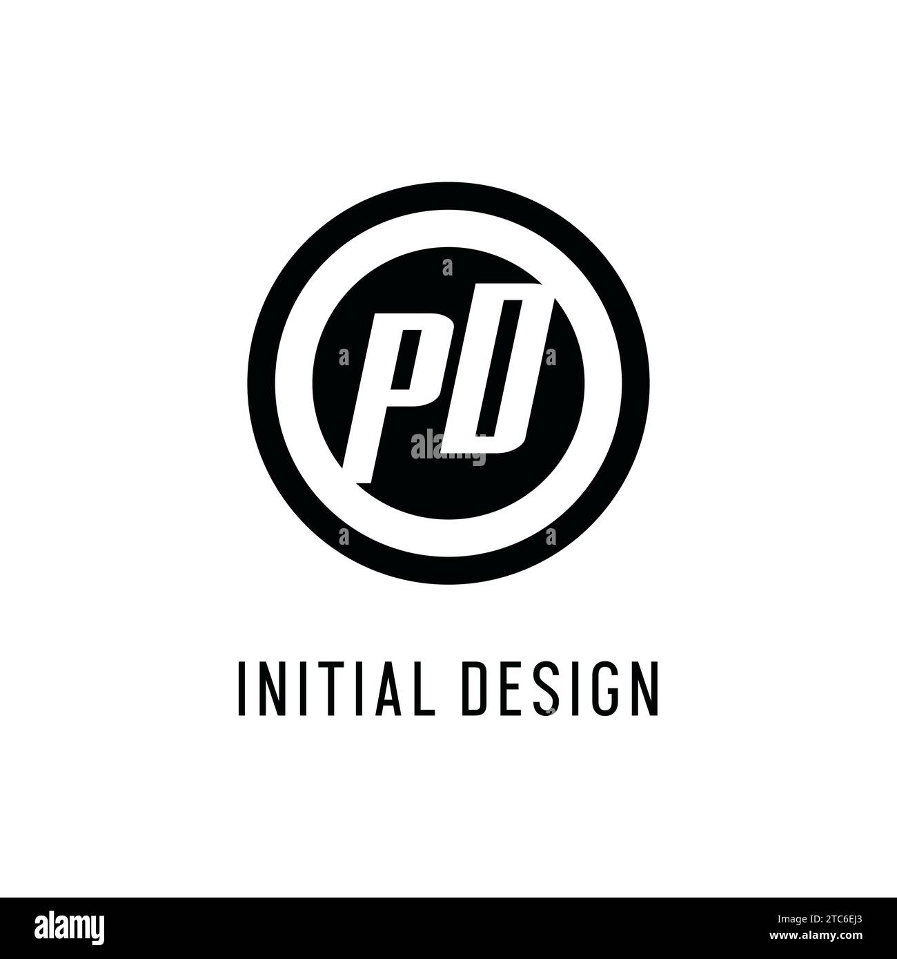 Initial PD logo concentric circle line, clean and simple monogram logo style vector graphic ...