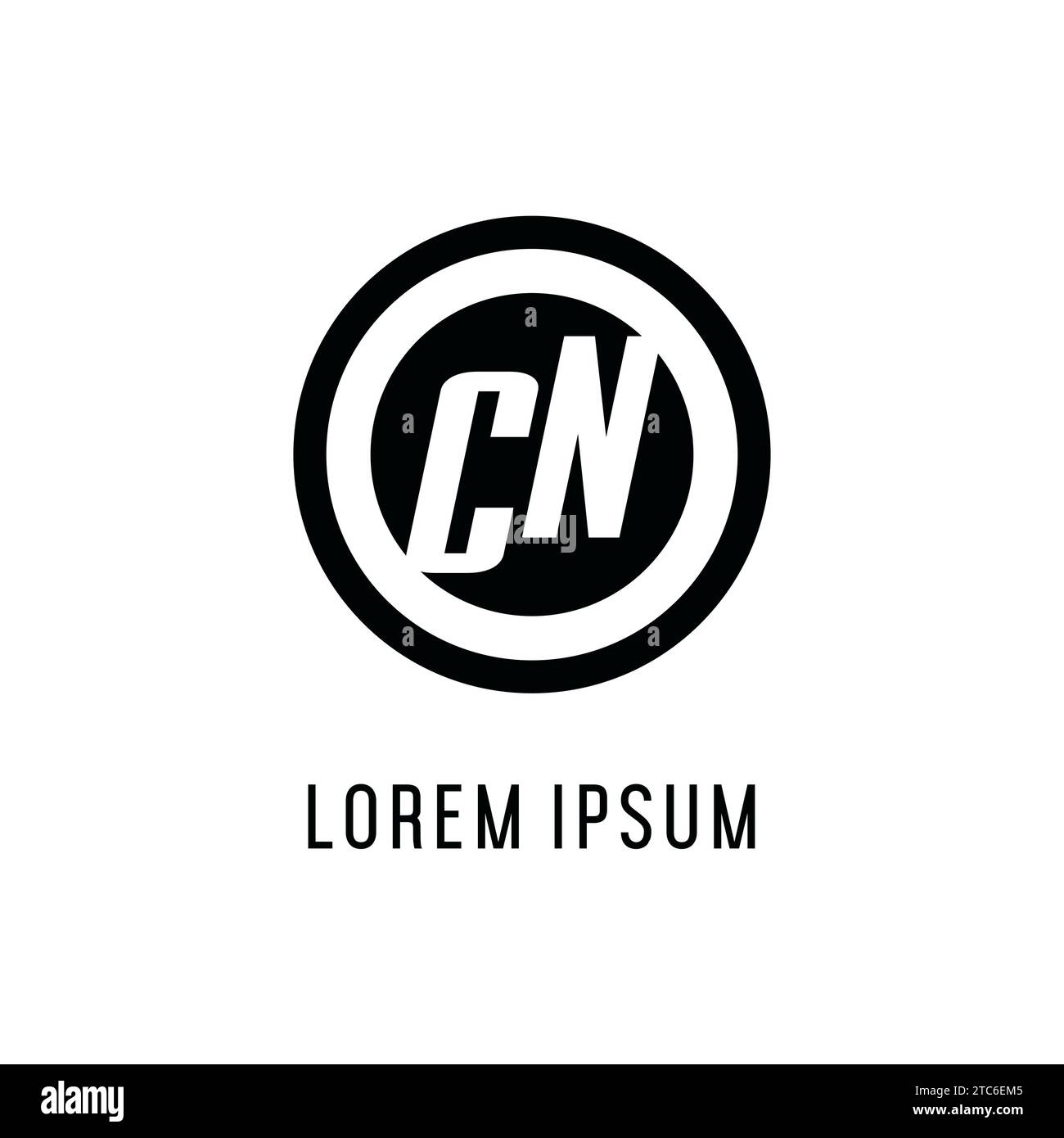 Initial CN logo concentric circle line, clean and simple monogram logo style vector graphic ...