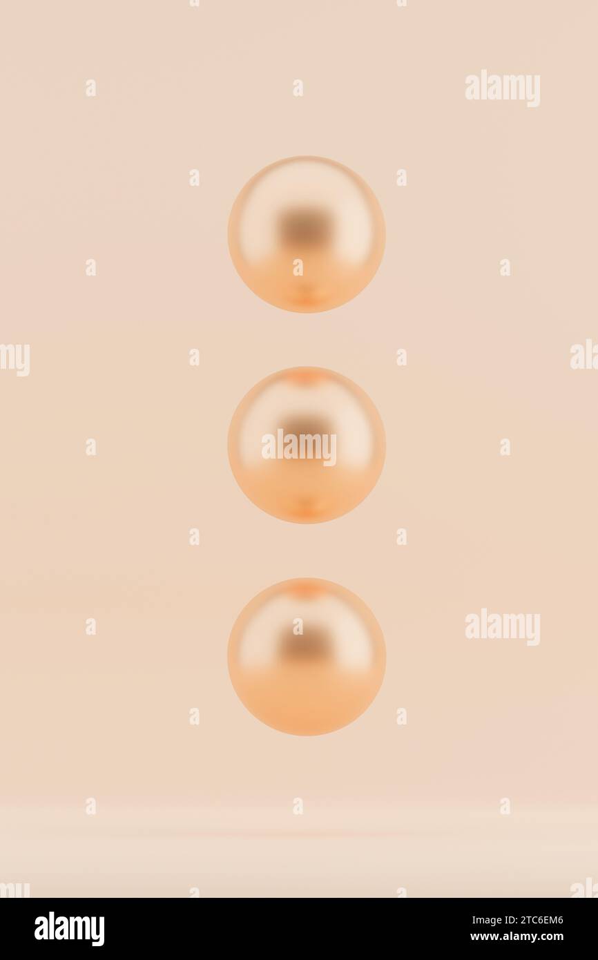 Minimalist metal spheres peach fuzz color of the year 2024 3d elements ...