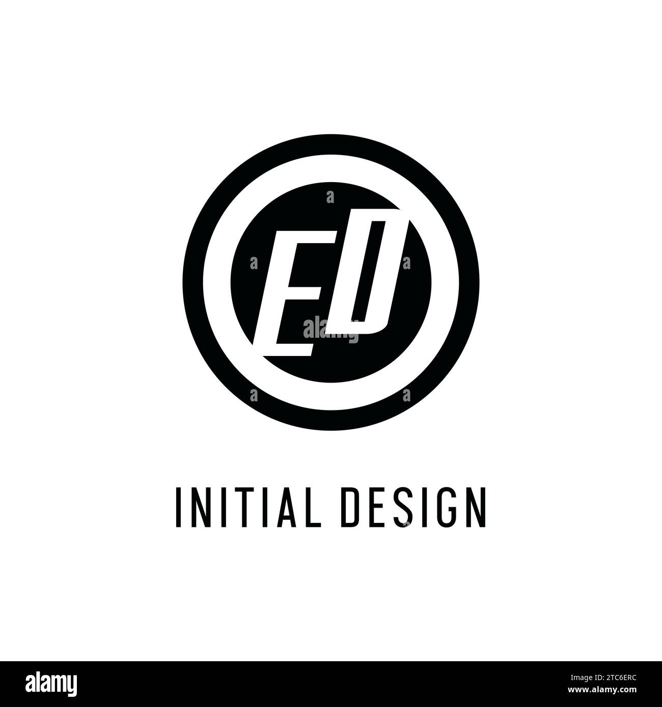 Initial ED logo concentric circle line, clean and simple monogram logo ...