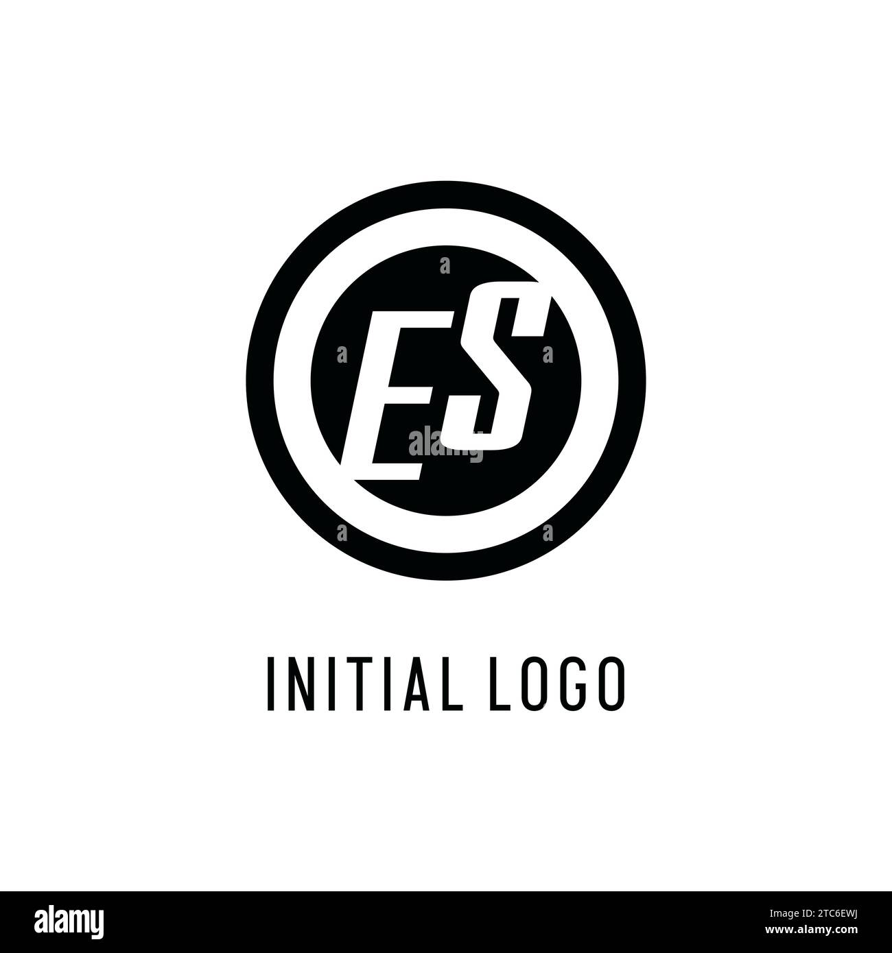 Initial ES logo concentric circle line, clean and simple monogram logo ...