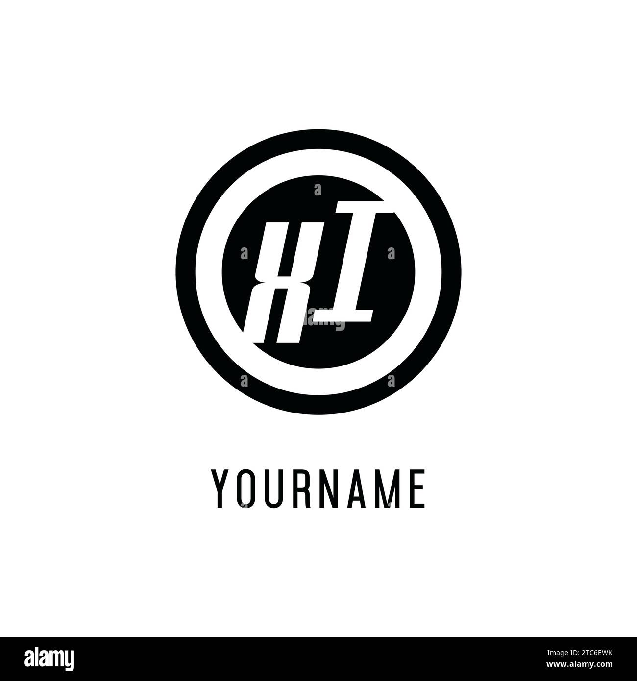 Initial XI logo concentric circle line, clean and simple monogram logo ...