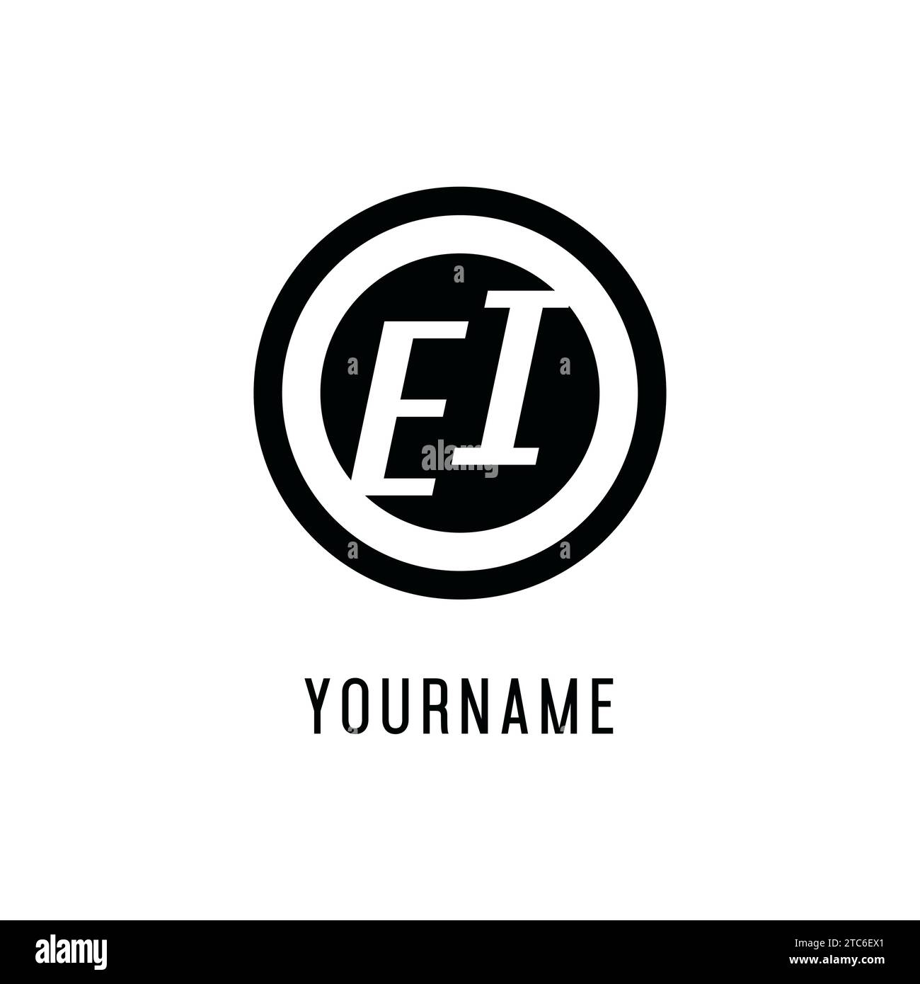 Initial EI logo concentric circle line, clean and simple monogram logo style vector graphic ...