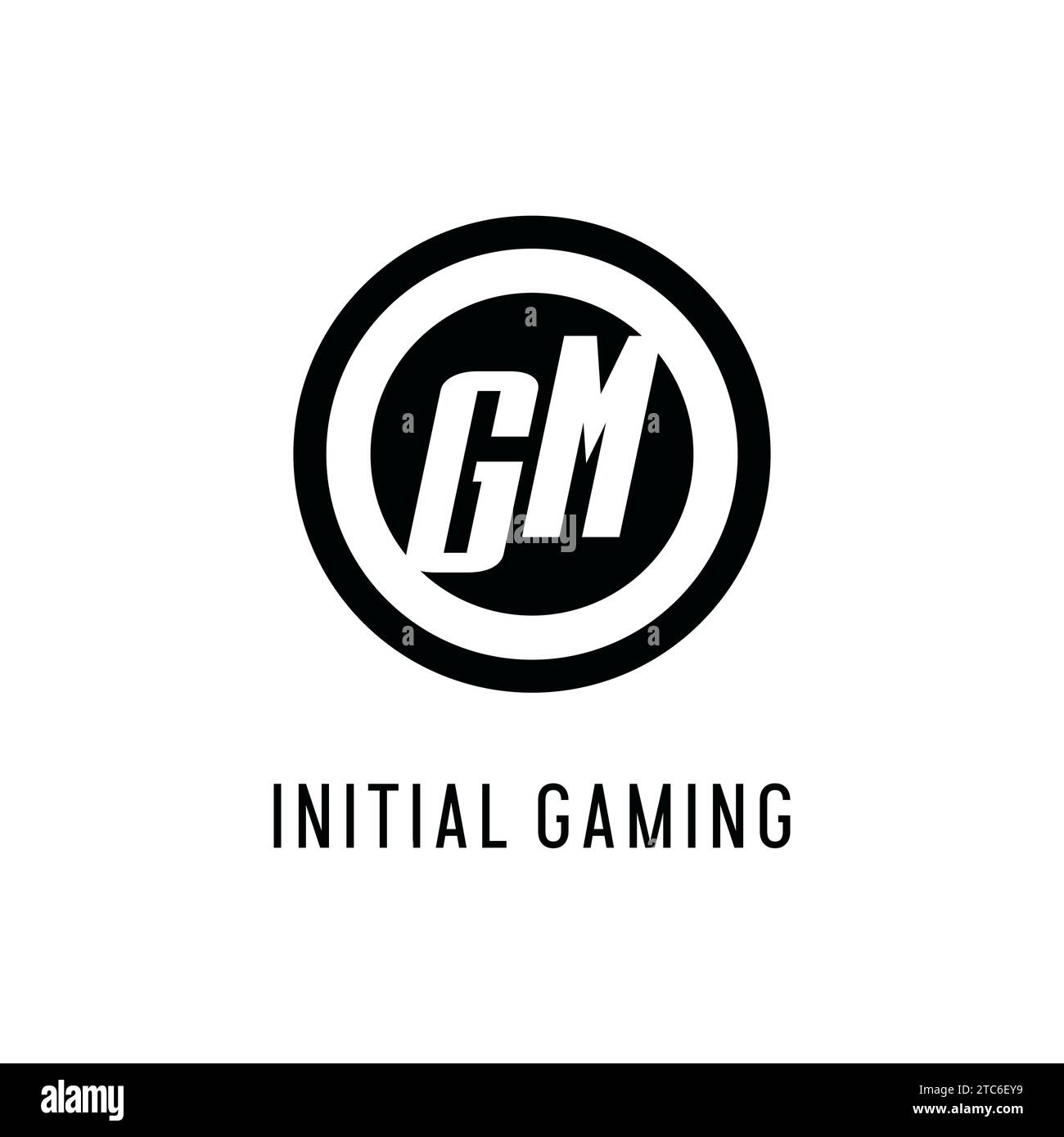 Initial GM logo concentric circle line, clean and simple monogram logo ...