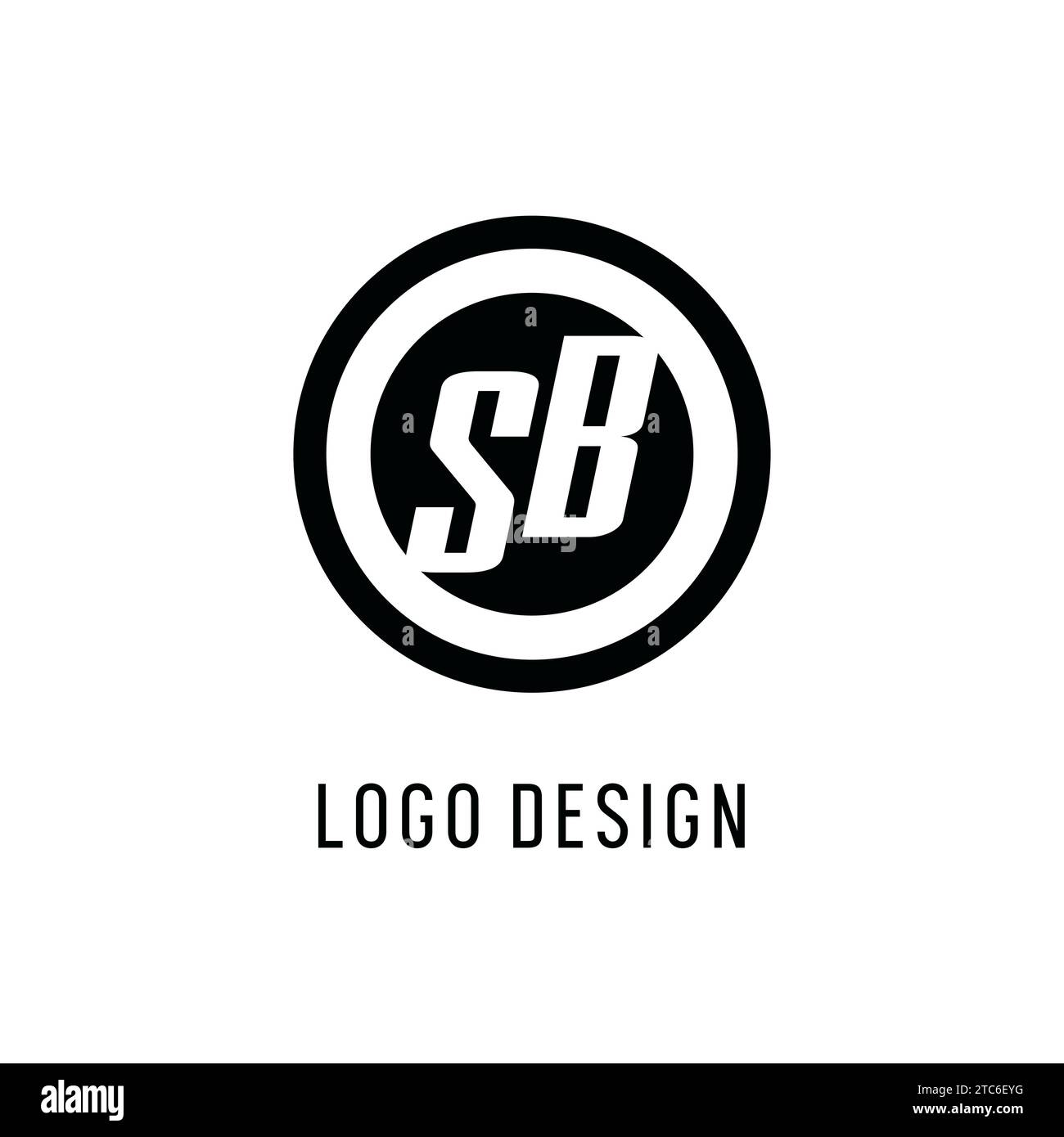 Initial SB logo concentric circle line, clean and simple monogram logo style vector graphic ...