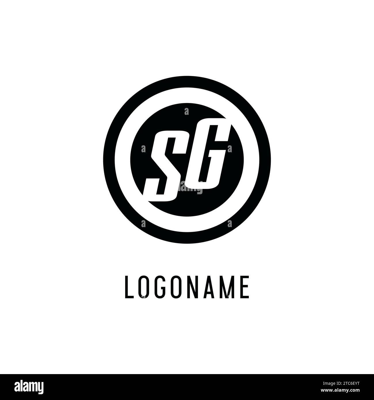Initial SG logo concentric circle line, clean and simple monogram logo style vector graphic ...