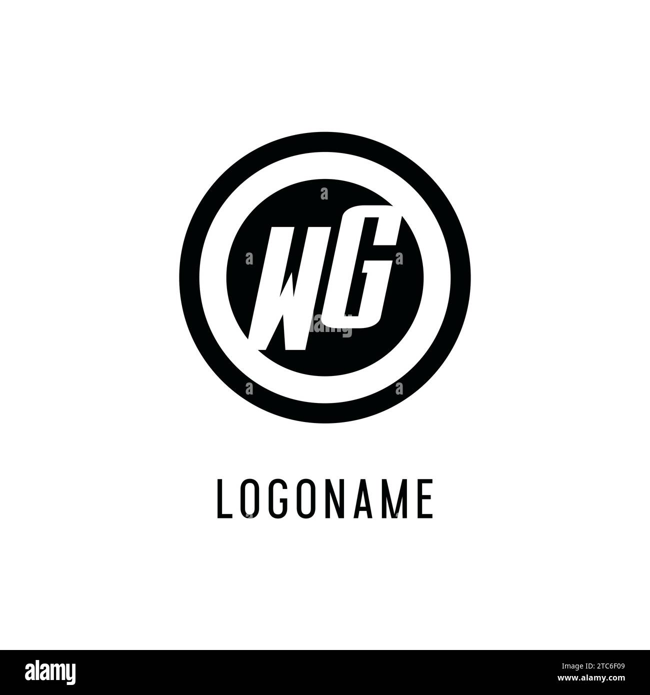 Initial WG logo concentric circle line, clean and simple monogram logo style vector graphic ...