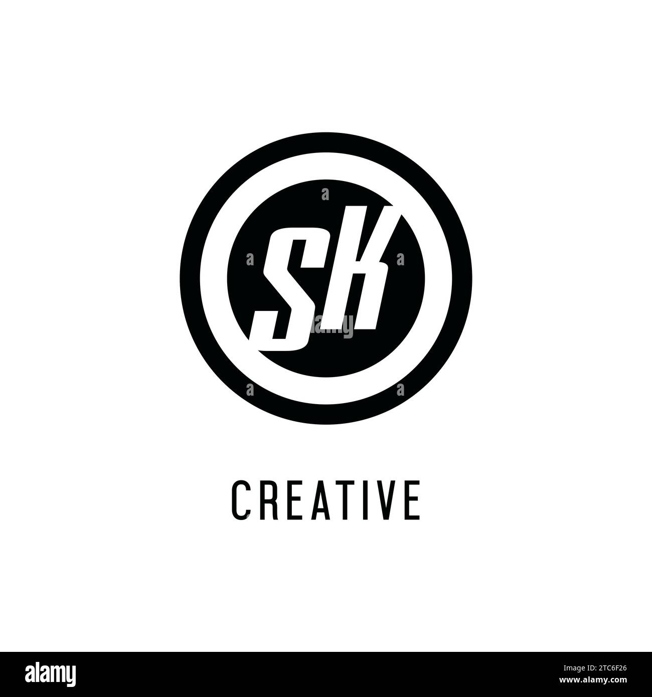 Initial SK logo concentric circle line, clean and simple monogram logo ...