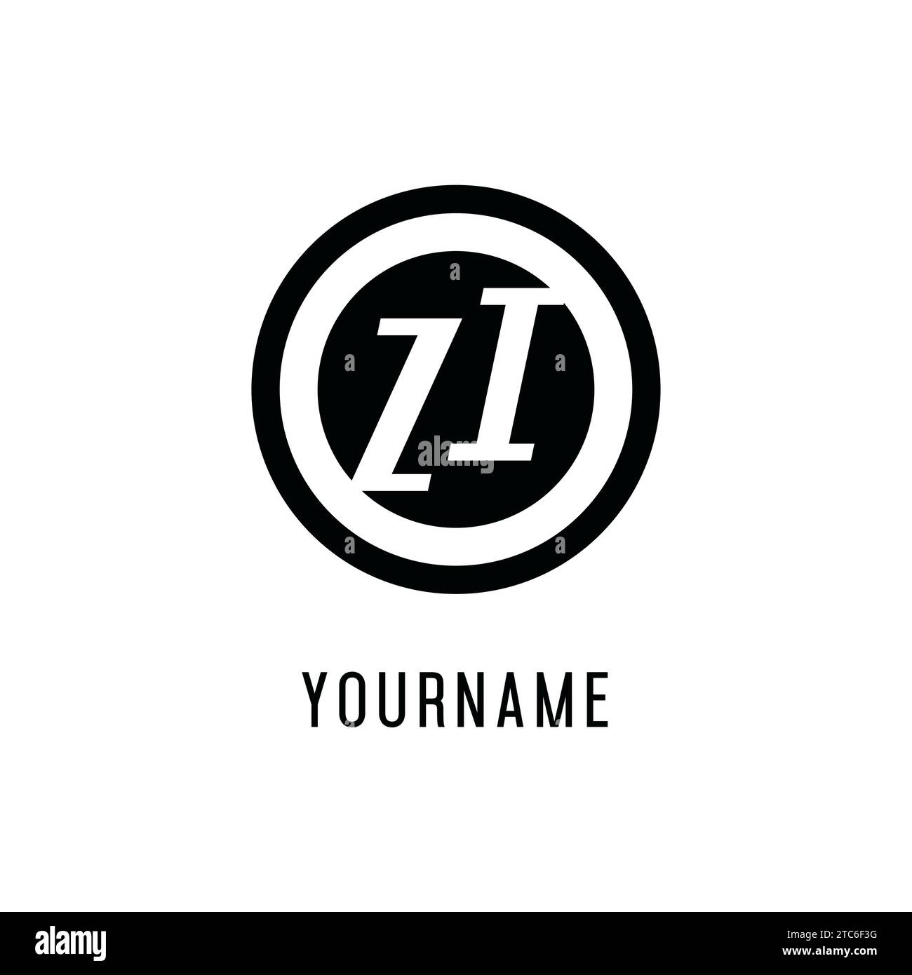 Initial ZI logo concentric circle line, clean and simple monogram logo style vector graphic ...