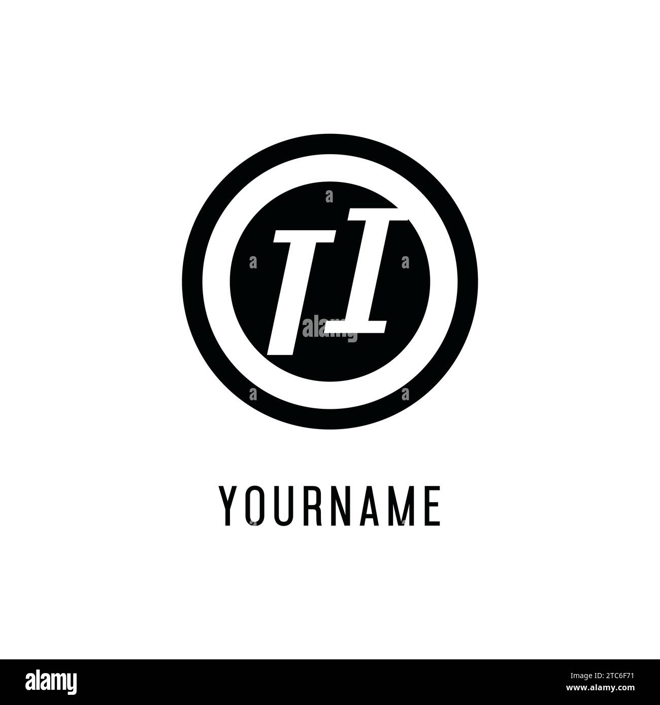 Initial TI logo concentric circle line, clean and simple monogram logo style vector graphic ...