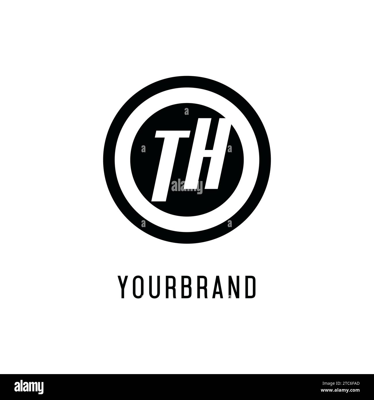 Initial TH logo concentric circle line, clean and simple monogram logo ...