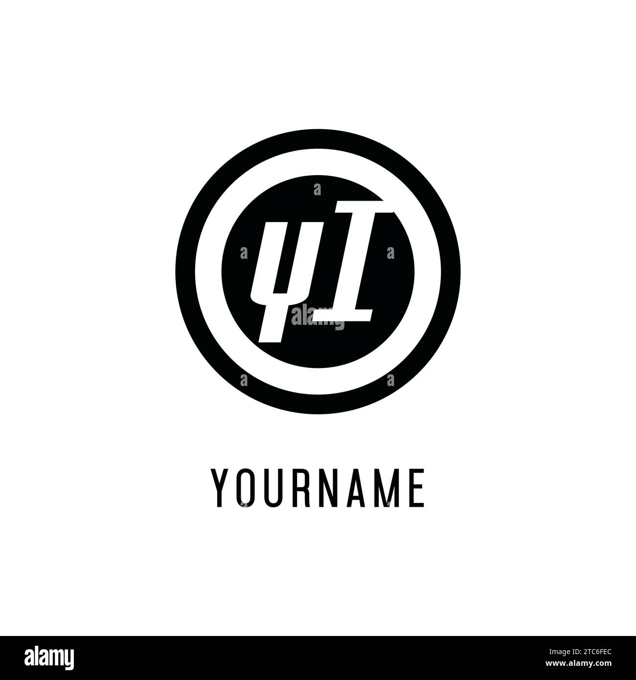 Initial YI logo concentric circle line, clean and simple monogram logo ...