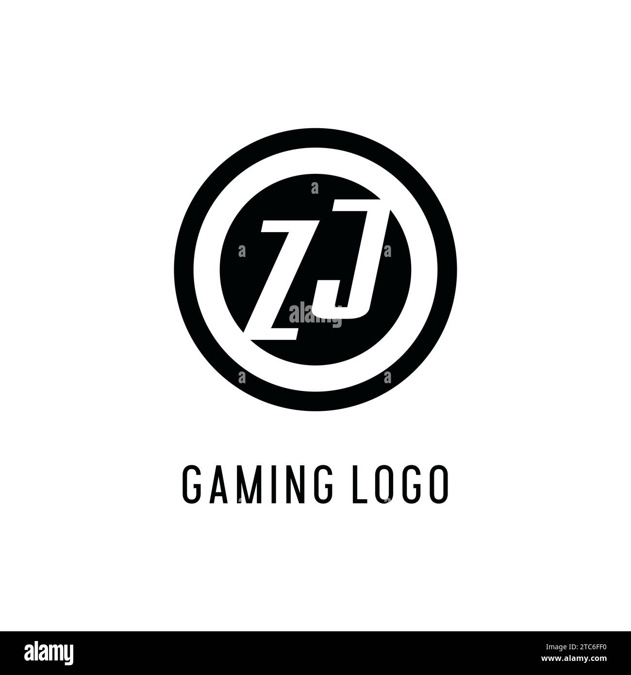 Initial ZJ logo concentric circle line, clean and simple monogram logo ...