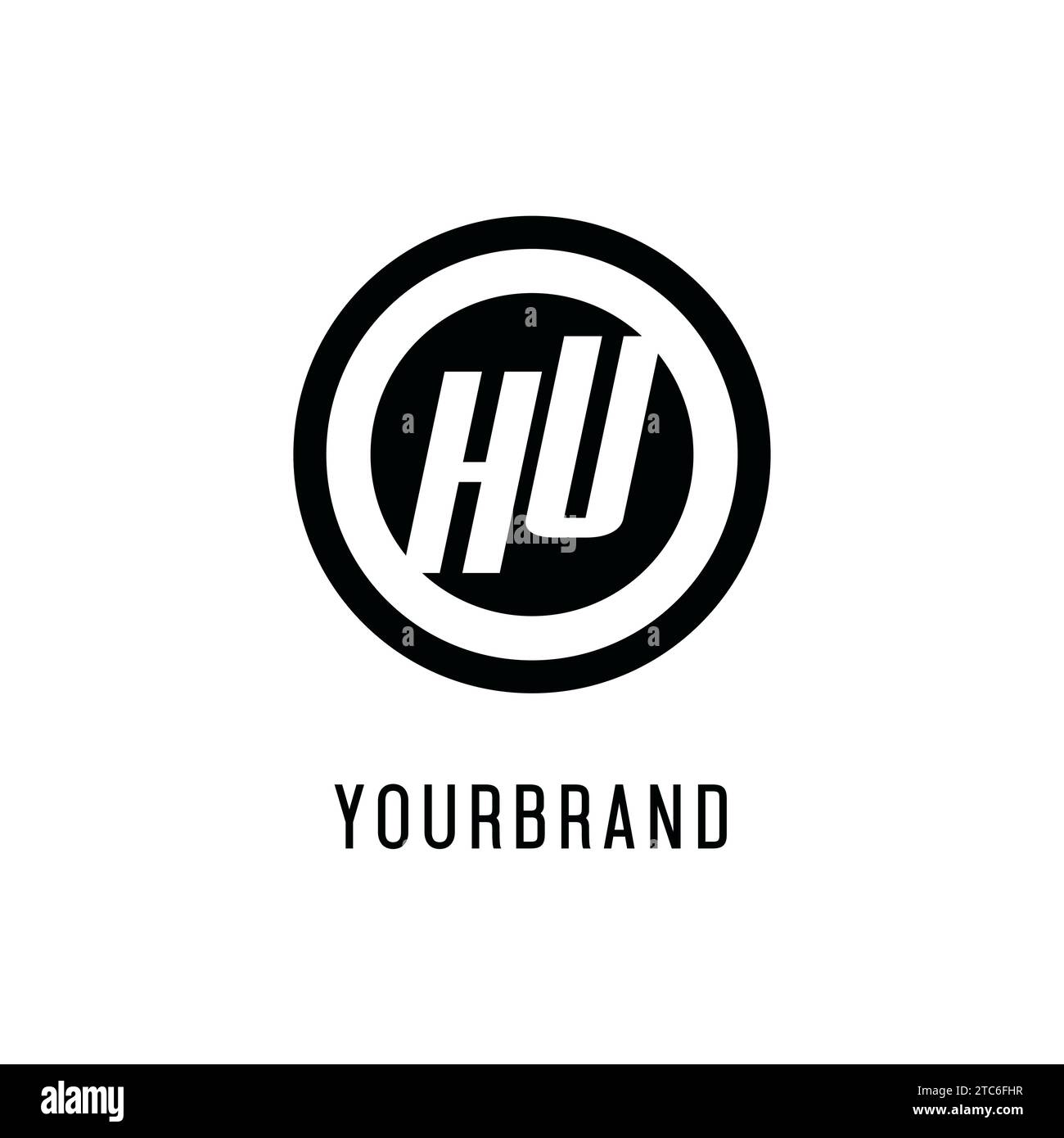 Initial HU logo concentric circle line, clean and simple monogram logo style vector graphic ...