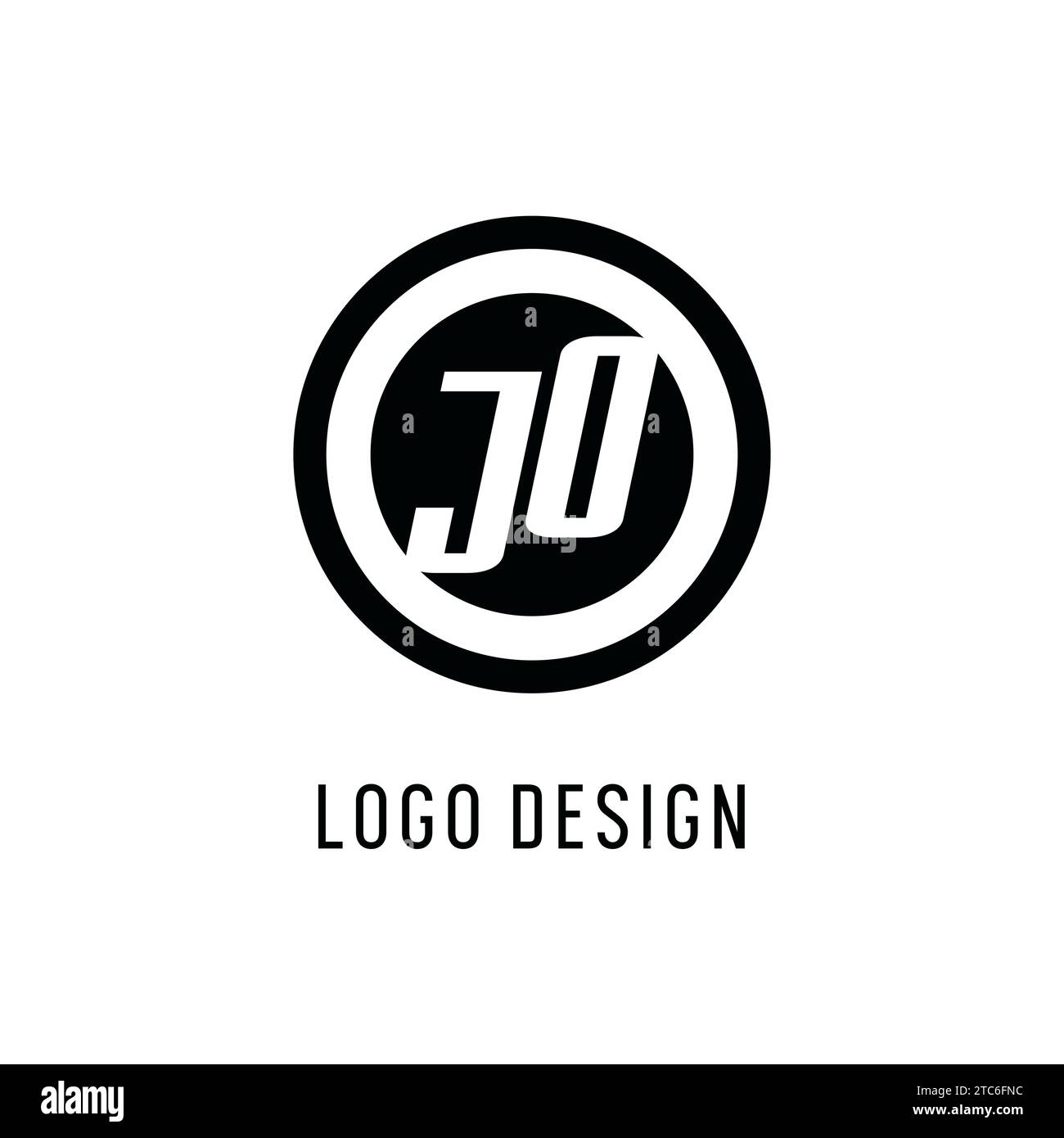 Initial JO logo concentric circle line, clean and simple monogram logo ...
