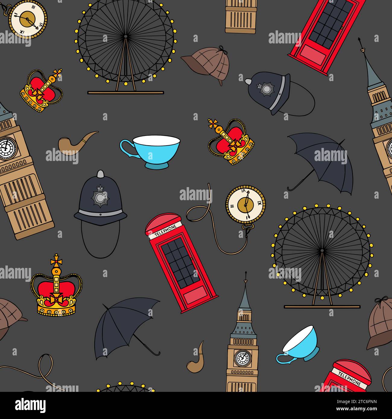 Set of England symbols, landmarks. Travel icons. Hand drawn set with ...