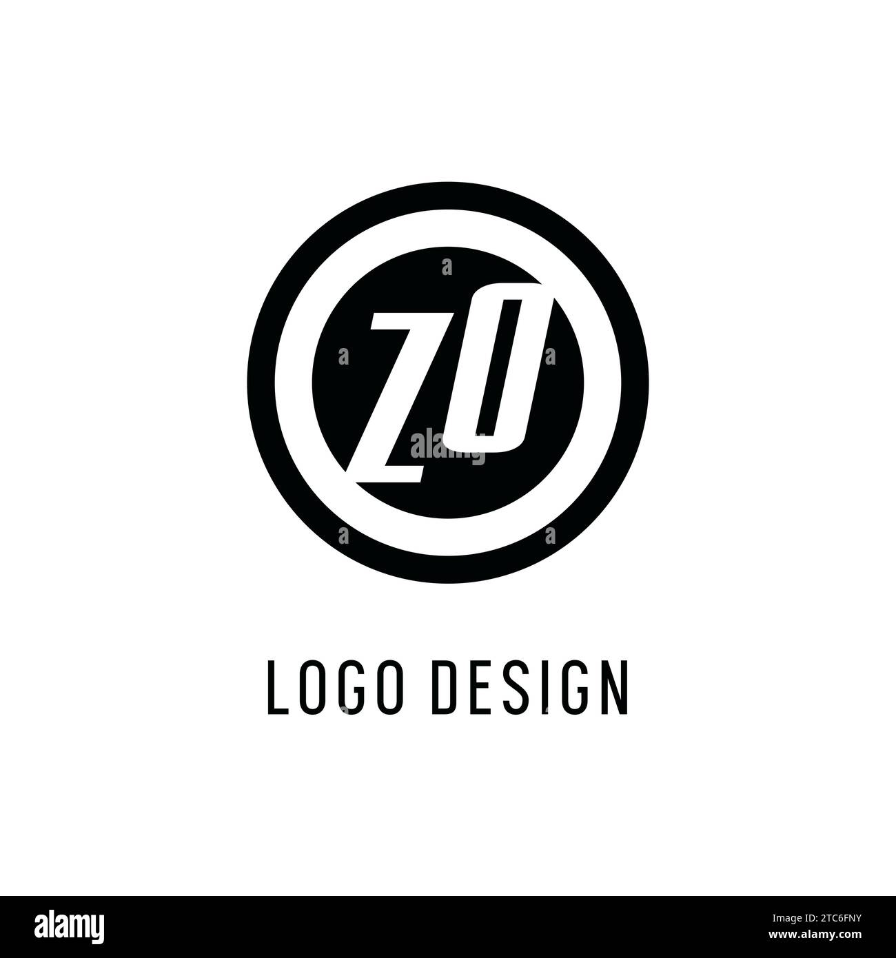 Initial ZO logo concentric circle line, clean and simple monogram logo ...