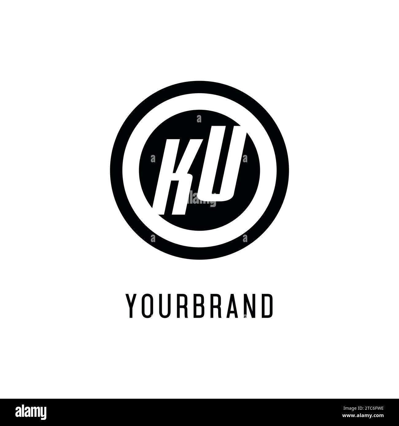 Initial KU logo concentric circle line, clean and simple monogram logo style vector graphic ...