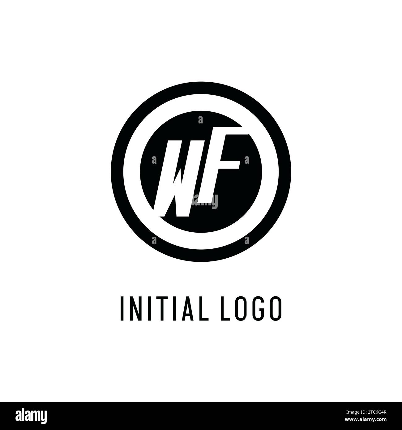 Initial WF logo concentric circle line, clean and simple monogram logo ...