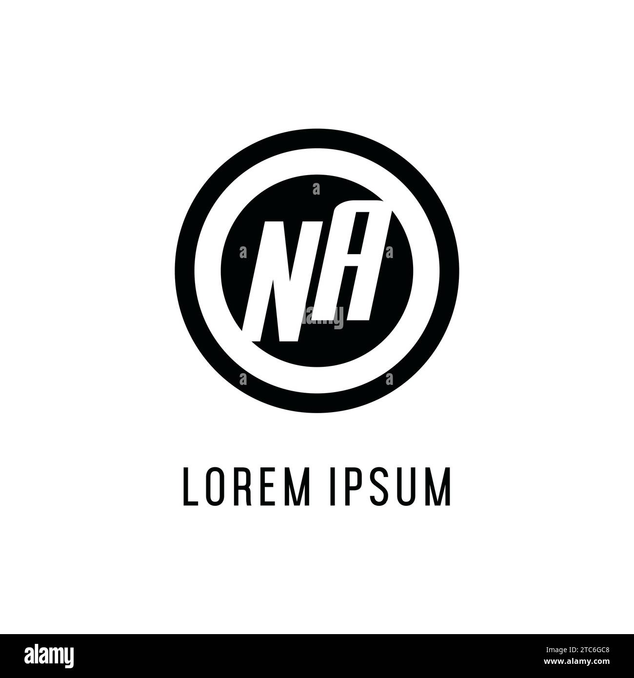 Initial NA logo concentric circle line, clean and simple monogram logo ...