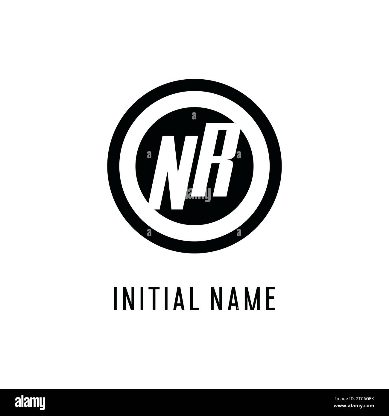 Initial NR logo concentric circle line, clean and simple monogram logo style vector graphic ...