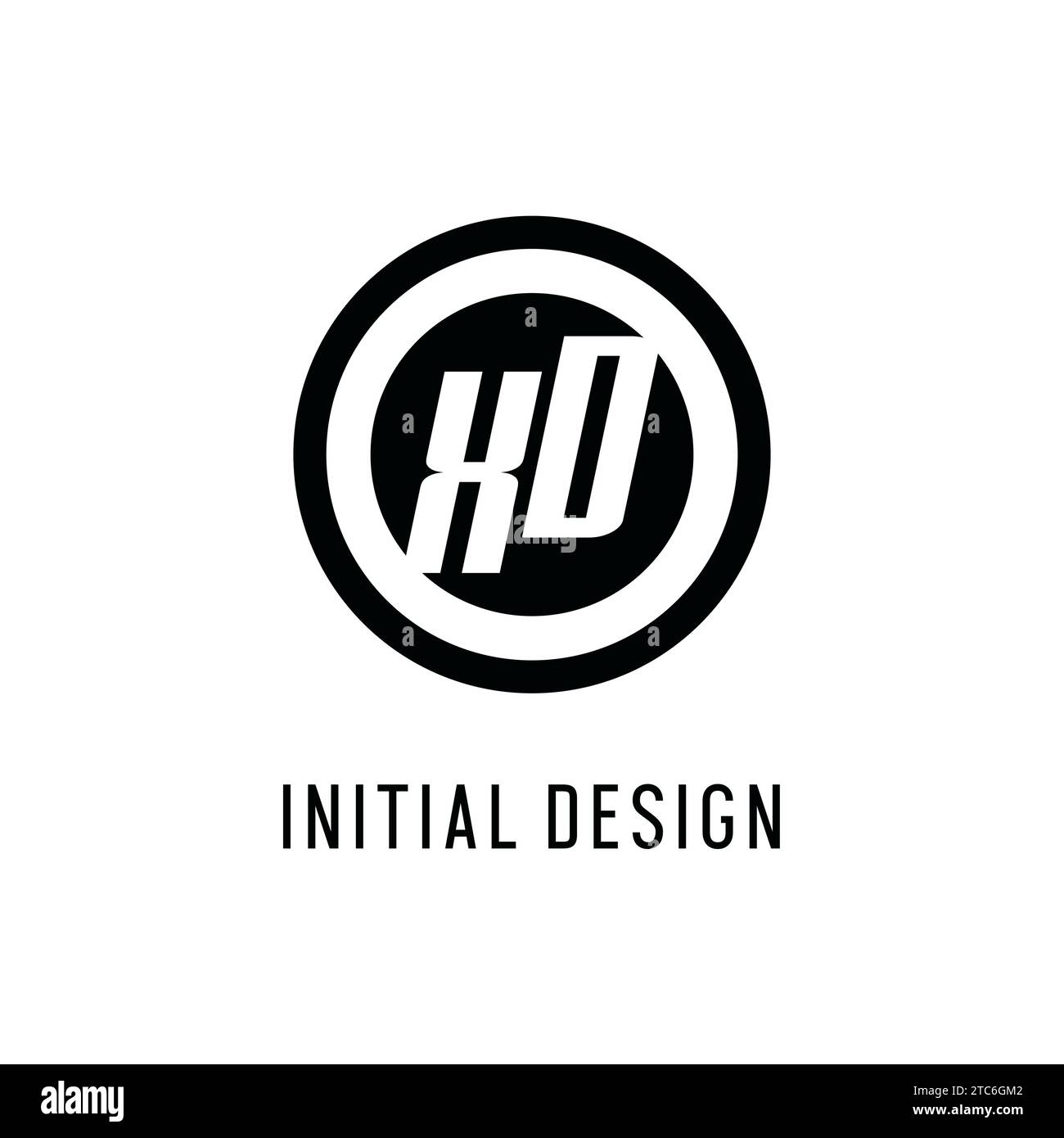 Initial XD logo concentric circle line, clean and simple monogram logo style vector graphic ...