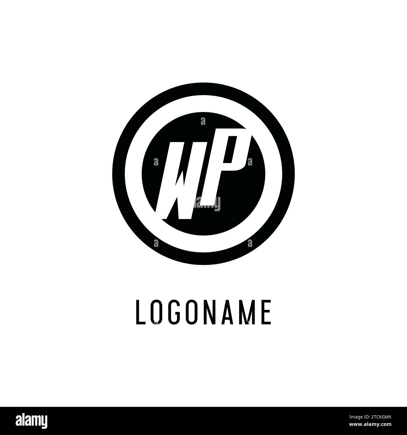 Initial WP logo concentric circle line, clean and simple monogram logo style vector graphic ...