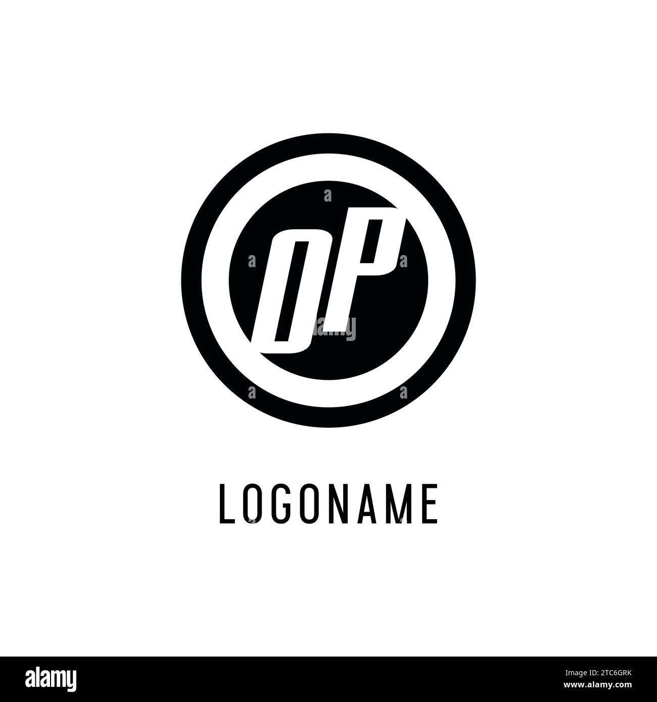 Initial OP logo concentric circle line, clean and simple monogram logo ...