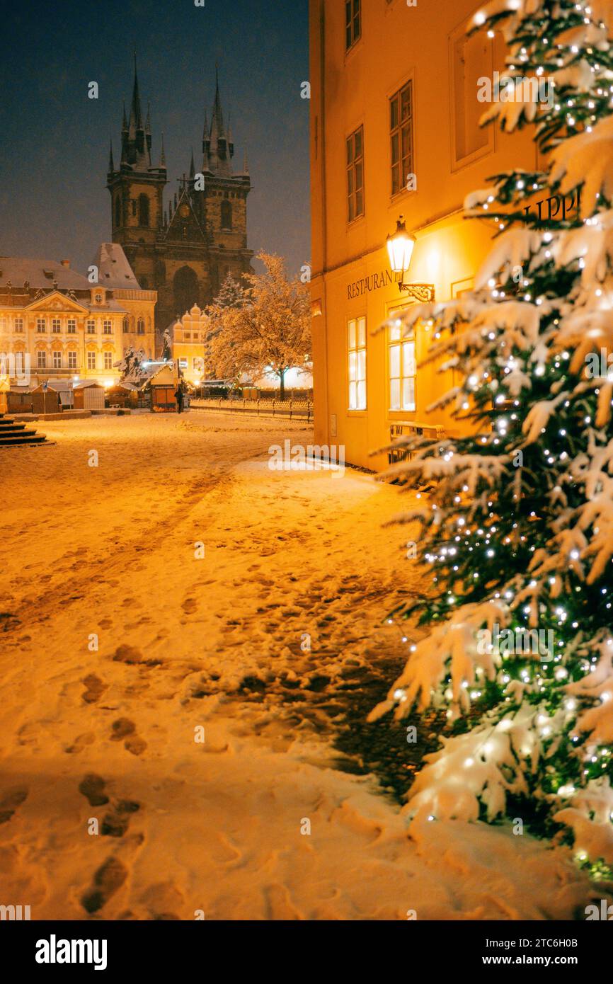Prague in the snow hi-res stock photography and images - Alamy