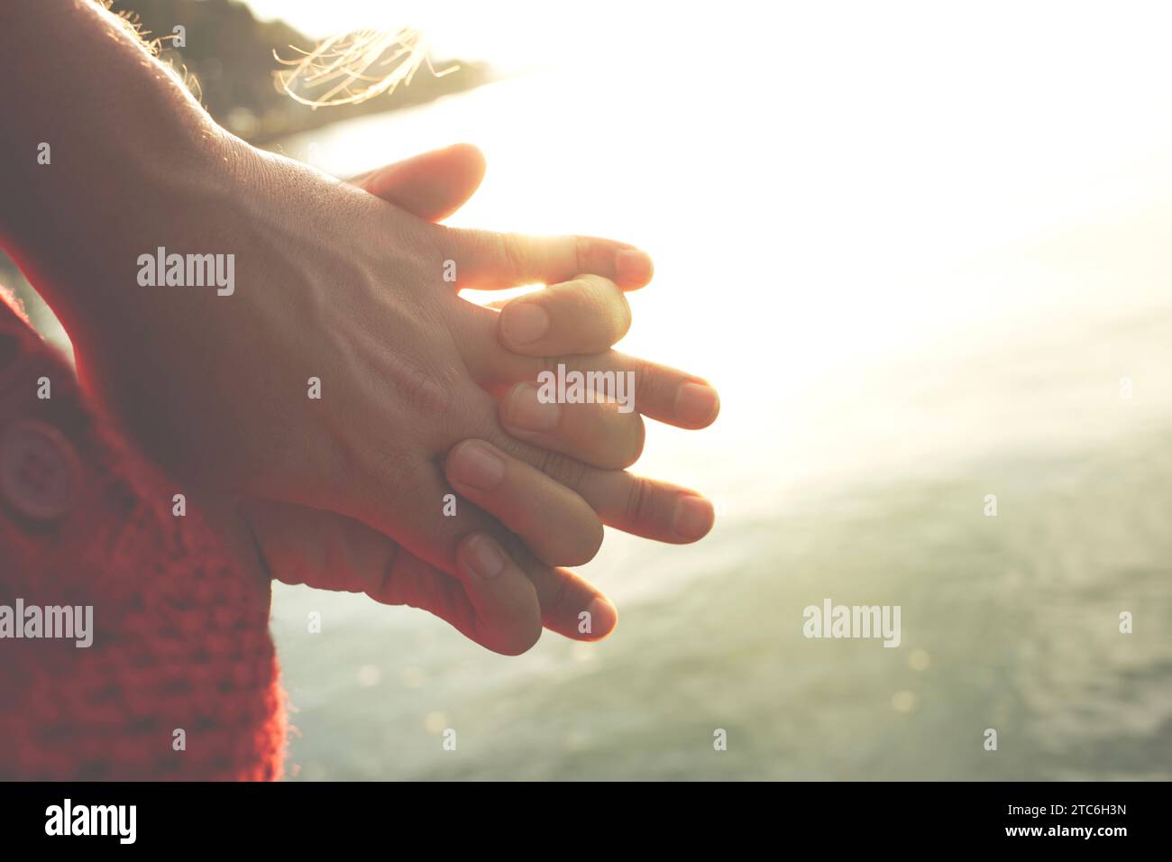 gesture of two people holding hands, concept of friendship and love ...